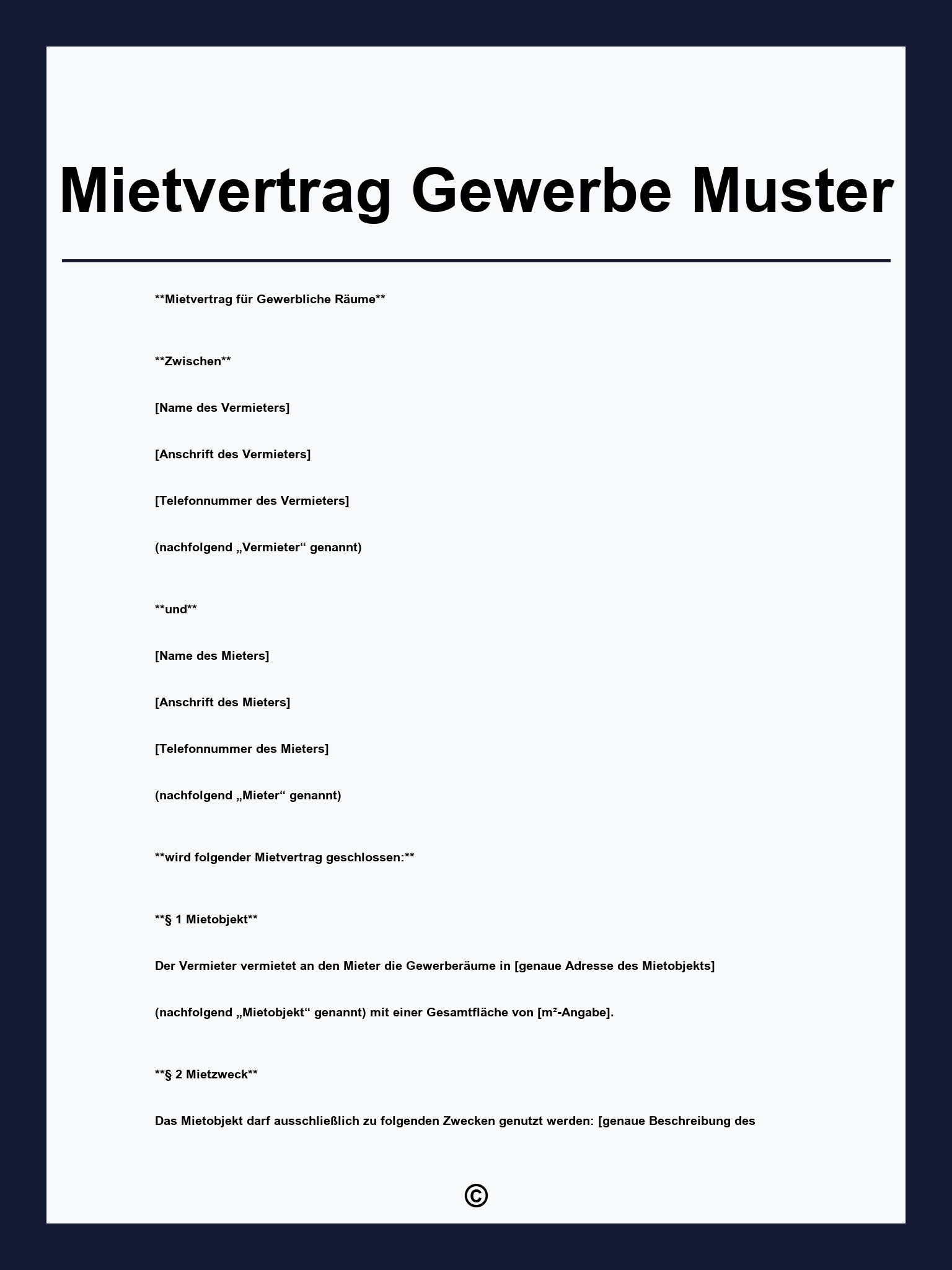 Kndigung Gewerbemietvertrag Muster