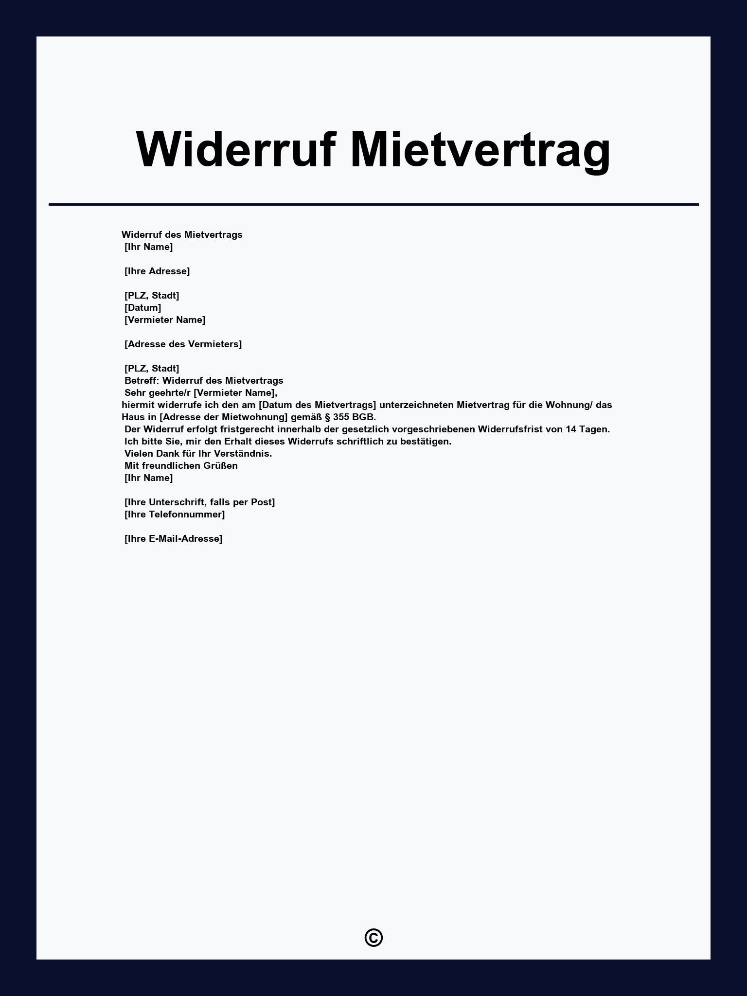 Widerruf Mietvertrag 14 Tage
